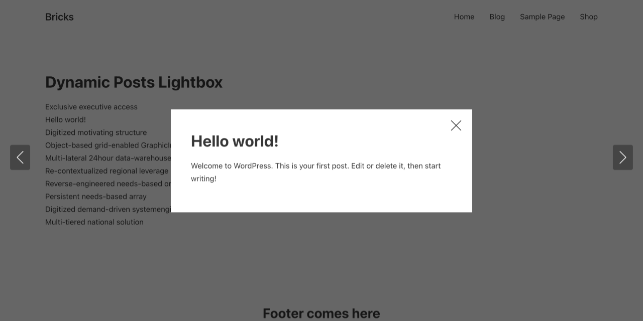 Dynamic Posts Lightbox using BricksExtras - Bricks Sections